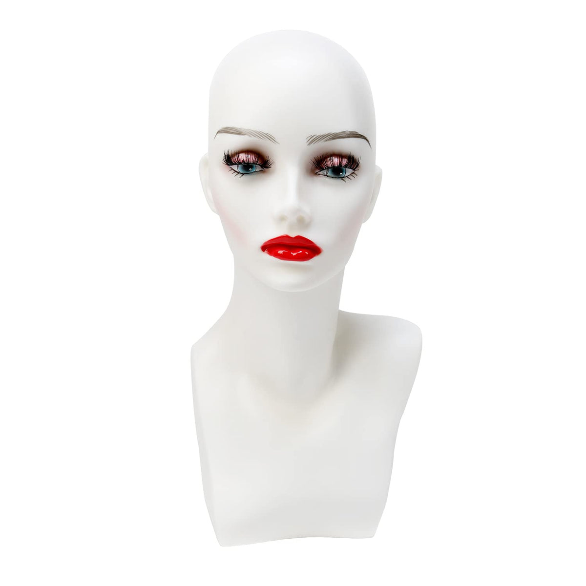 STUDIO LIMITED 16'' White Female PVC Mannequin Head with Makeups for c ...